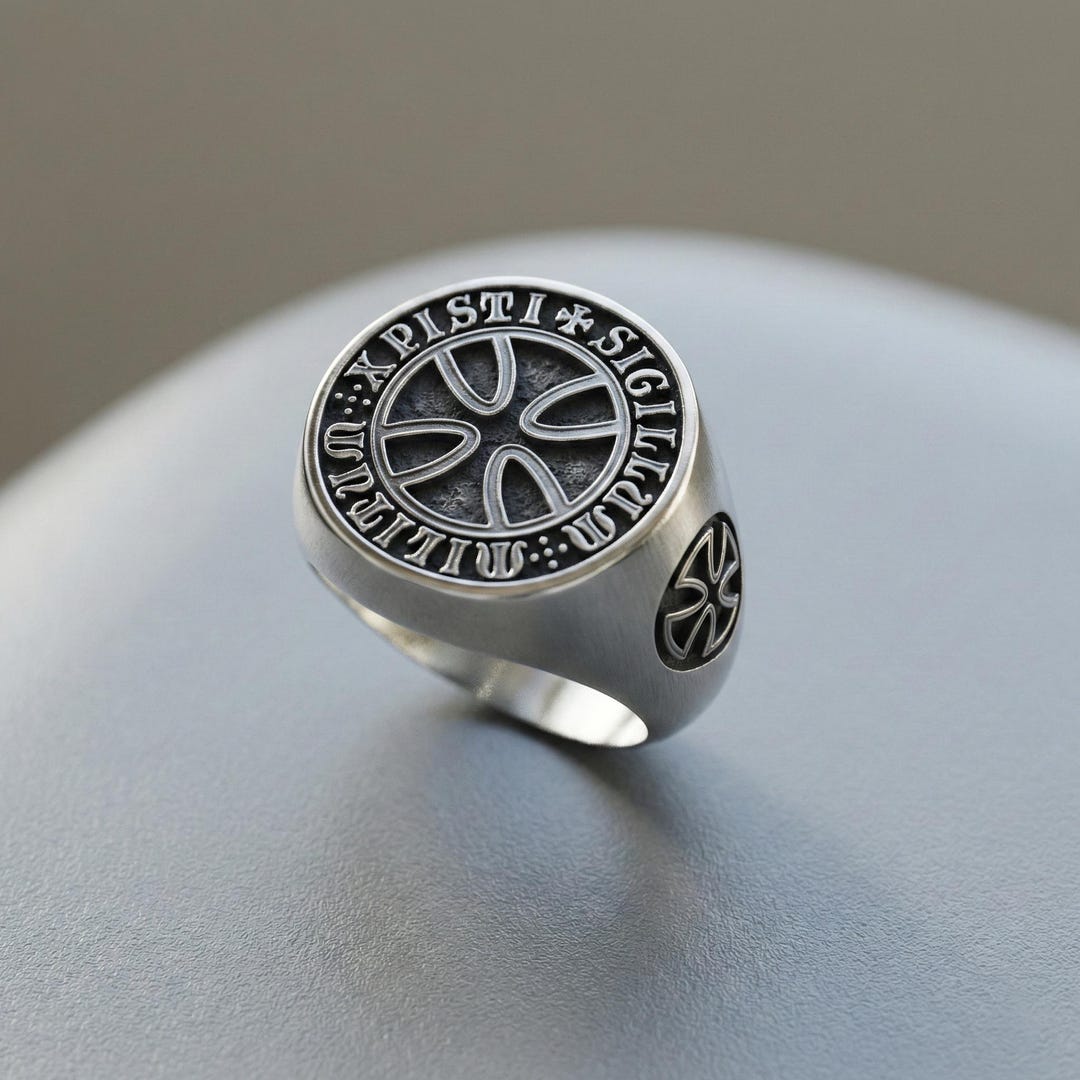 Knights Templar Signet Ring for Men – Medieval Cross Symbol Templar ...