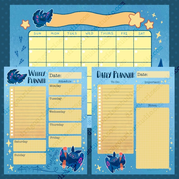 Mothman Printable Planners 3 Pack Monthly Weekly Daily - Etsy