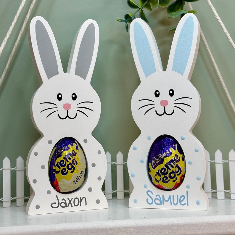 Personalised Bunny Creme Egg Holder, Easter Decoration, Easter Gift ...