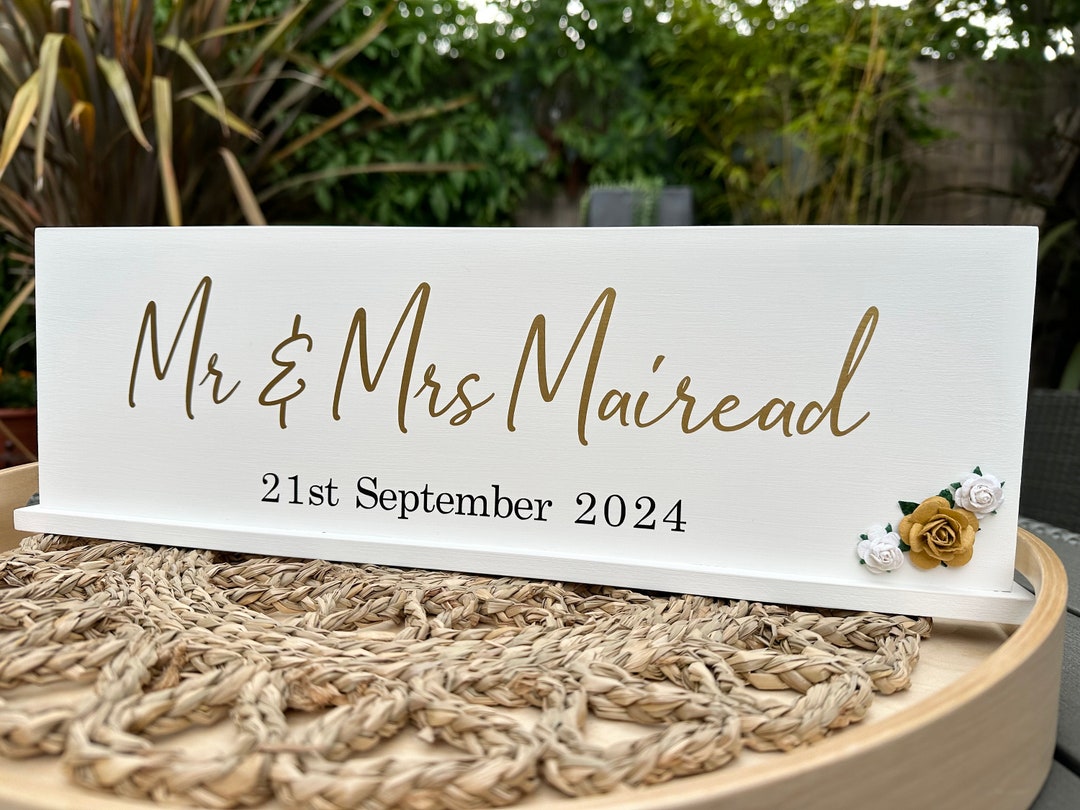 Personalised Wedding Top Table Sign, Top Table Decoration, Mr & Mrs ...