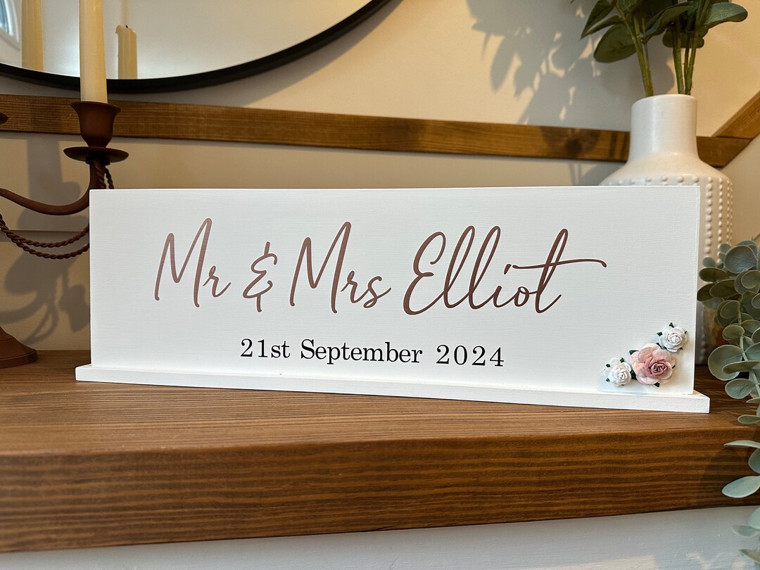 Personalised Wedding Top Table Sign, Top Table Decoration, Mr & Mrs ...
