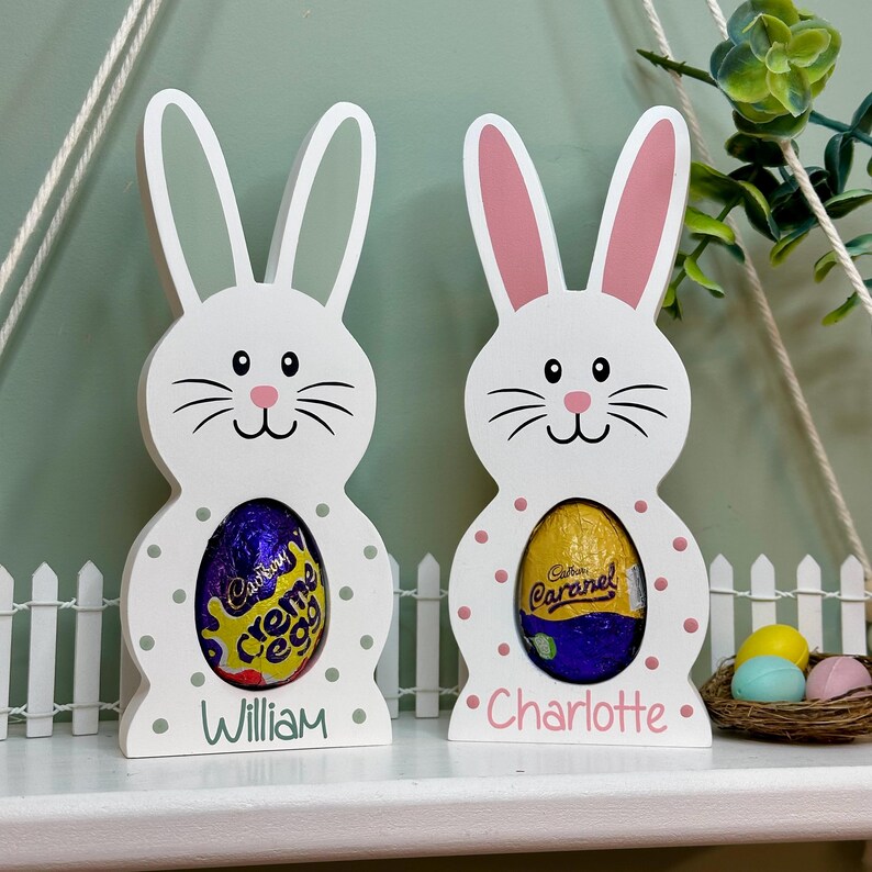 Personalised Bunny Creme Egg Holder, Easter Decoration, Easter Gift ...