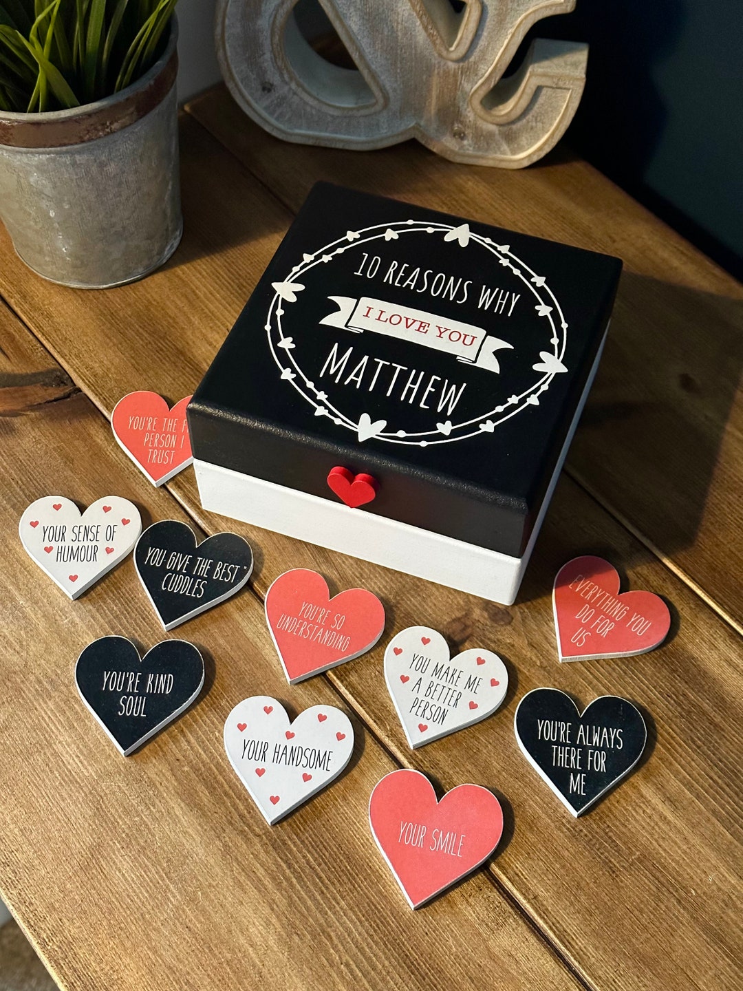 10 Reasons Why I Love You Box With Personalised Hearts, Birthday ...