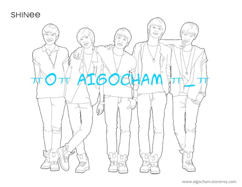 Shinee Kpop Lineart Coloring Page - Etsy