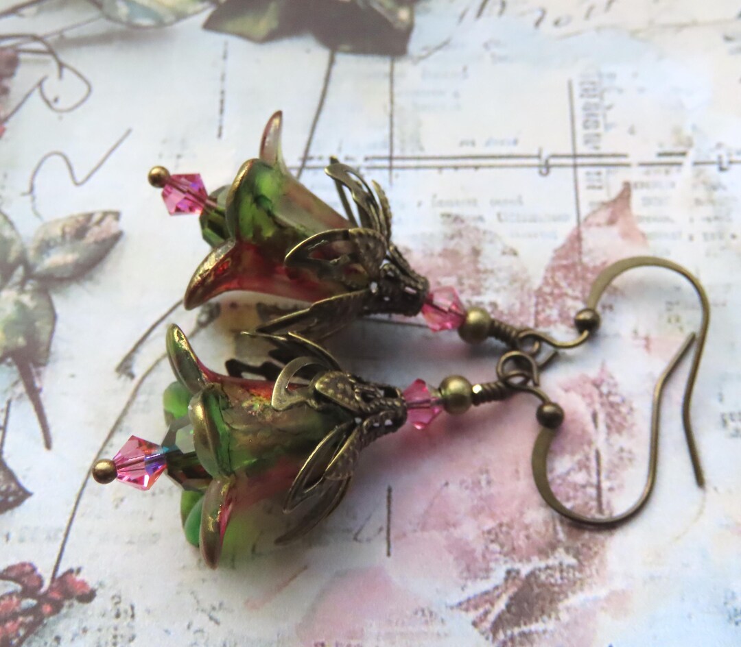 Fairycore Pixie Elfin Hand Painted 'lady of Shalott' Flower Dangle ...