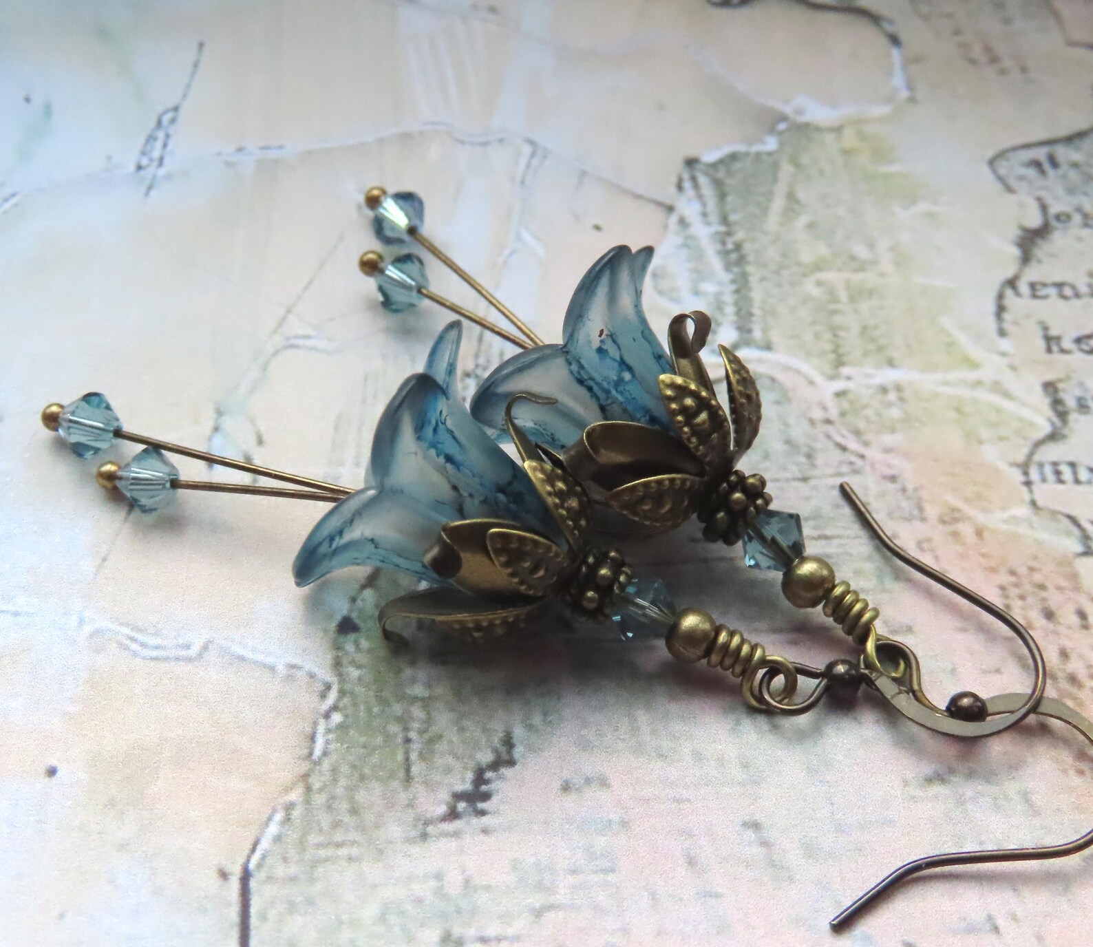 Fairycore Pixie Elfin Hand Painted 'april Showers' Flower Dangle ...