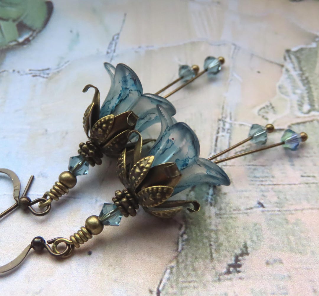 Fairycore Pixie Elfin Hand Painted 'april Showers' Flower Dangle ...