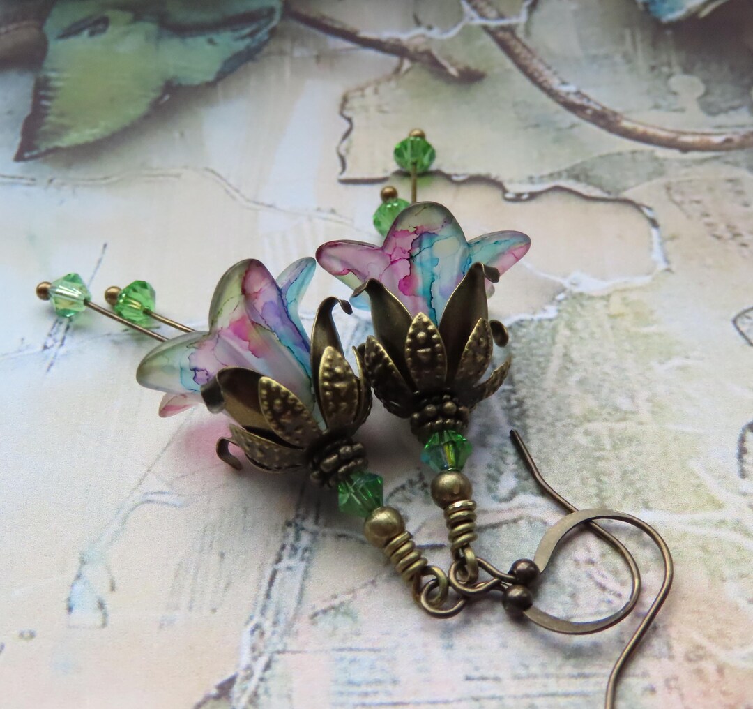 Fairycore Pixie Elfin Hand Painted 'hedgerow Flowers' Flower Dangle ...