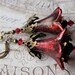 Scarlet, Crimson, Gold claribel Flower Earrings, Hand Painted Boho ...