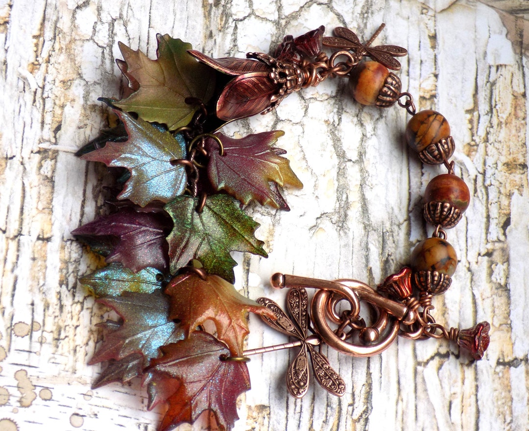 Autumn Fall Bracelet Hand Painted Autumn Fall Artisan Leaf - Etsy