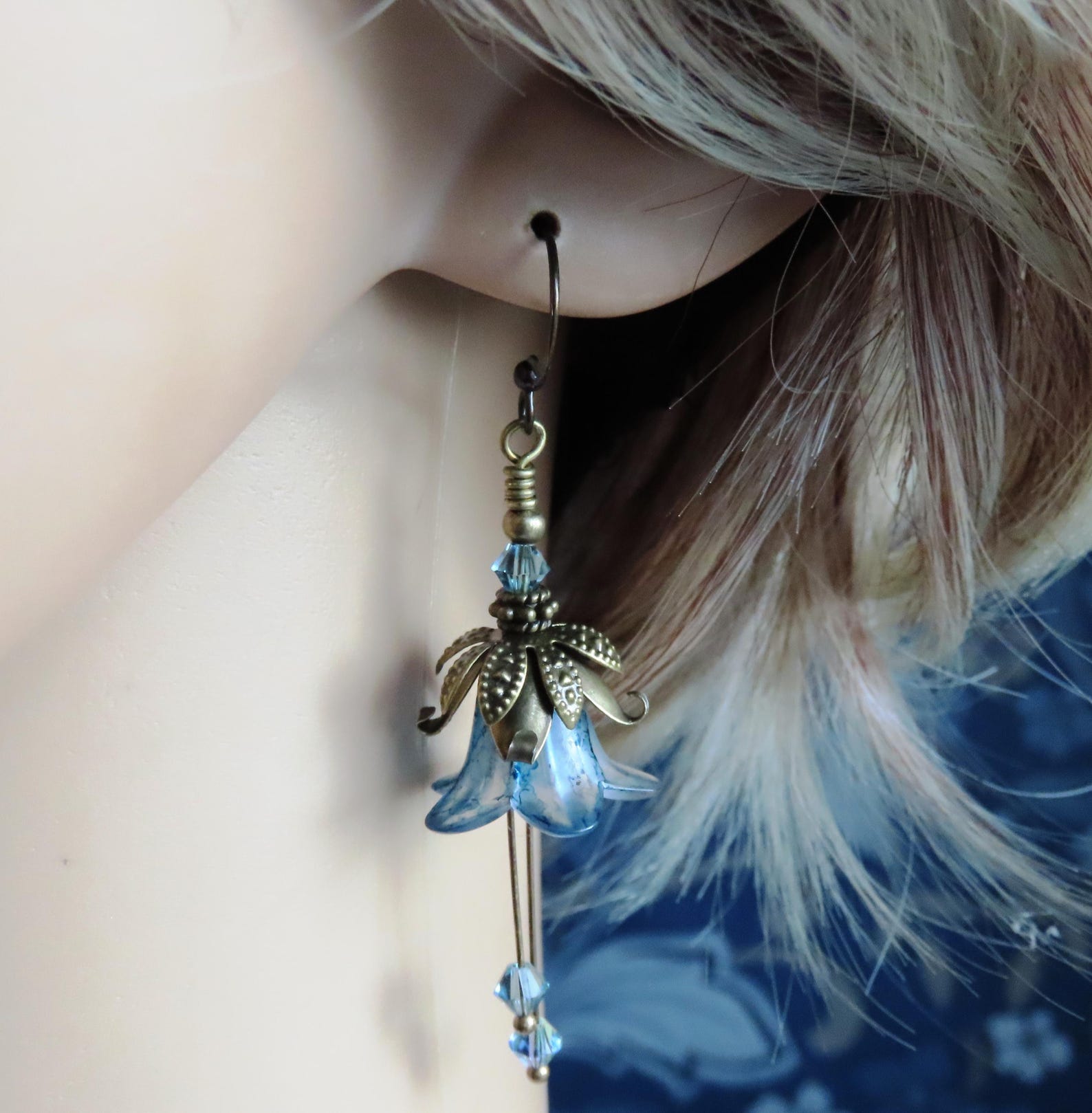 Fairycore Pixie Elfin Hand Painted 'april Showers' Flower Dangle ...