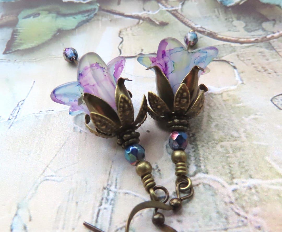 Fairycore Pixie Elfin Hand Painted 'water Meadow' Flower Dangle ...