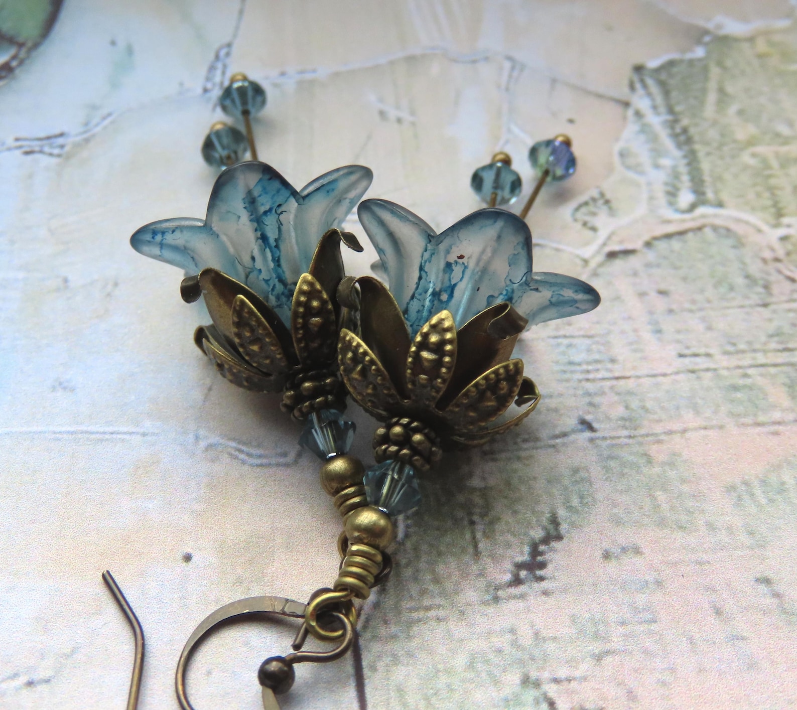 Fairycore Pixie Elfin Hand Painted 'april Showers' Flower Dangle ...