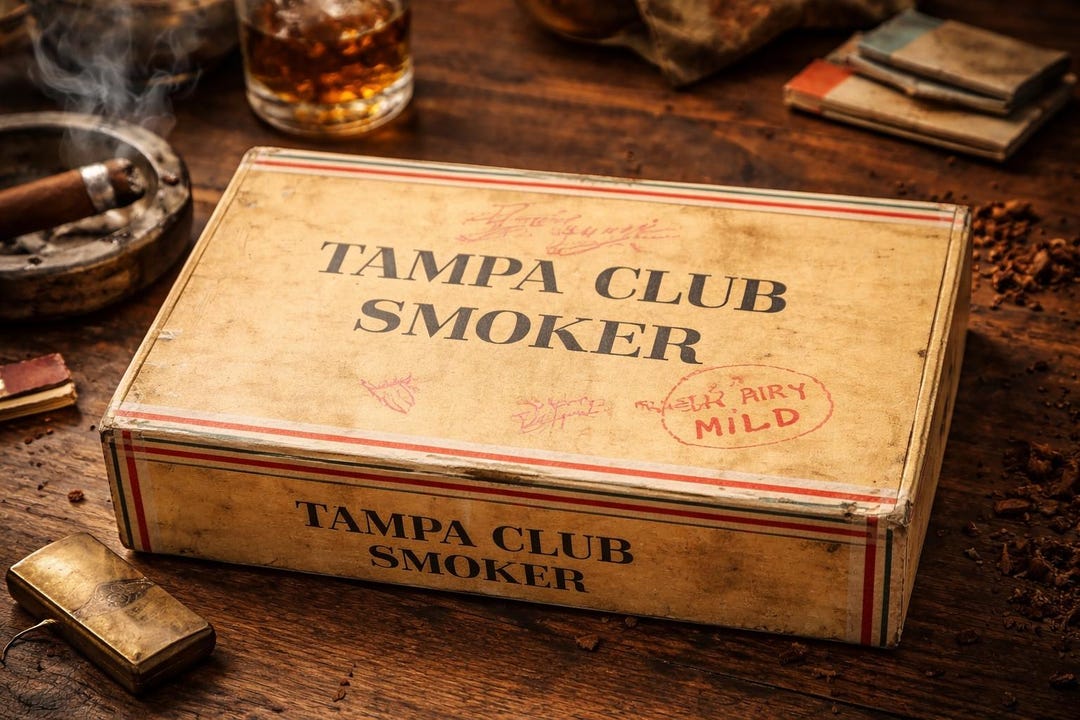 Vintage Tampa Club Smoker Cigar Box 1950s Wood Crate Rustic Storage ...