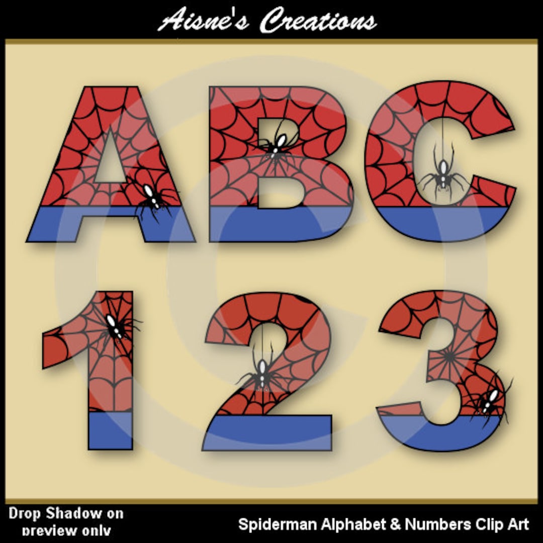Spiderman Alphabet Buchstaben & Zahlen Clip Art Grafik - Etsy Österreich