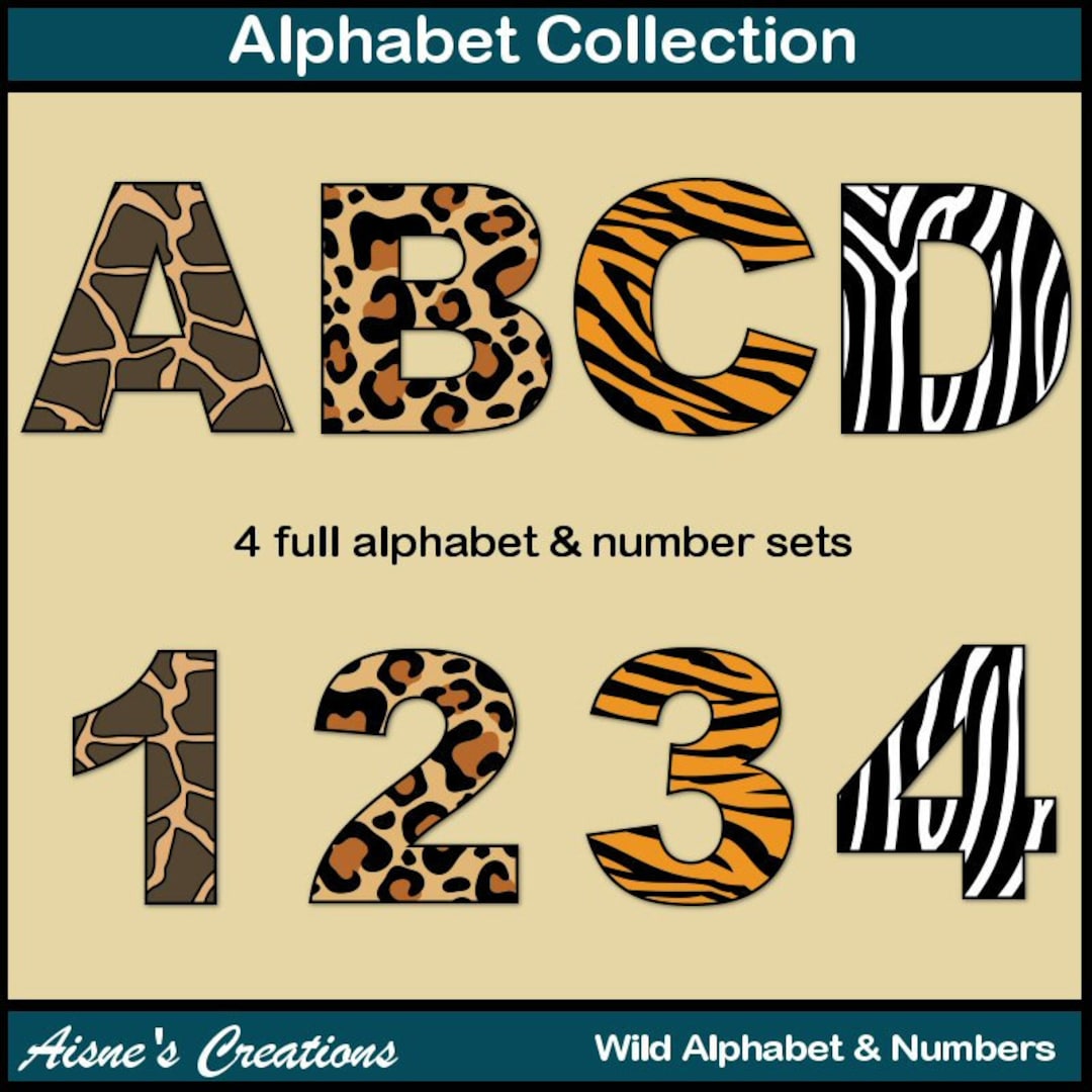 Wild Alphabet & Numbers Clip Art Collection - Etsy