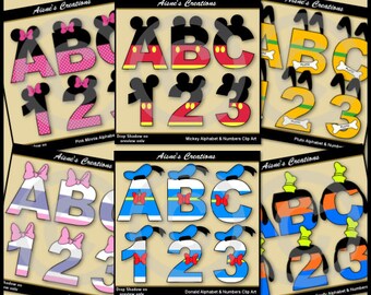 Mickey & Friends Alphabet Letters and Numbers Clip Art Pack - Etsy