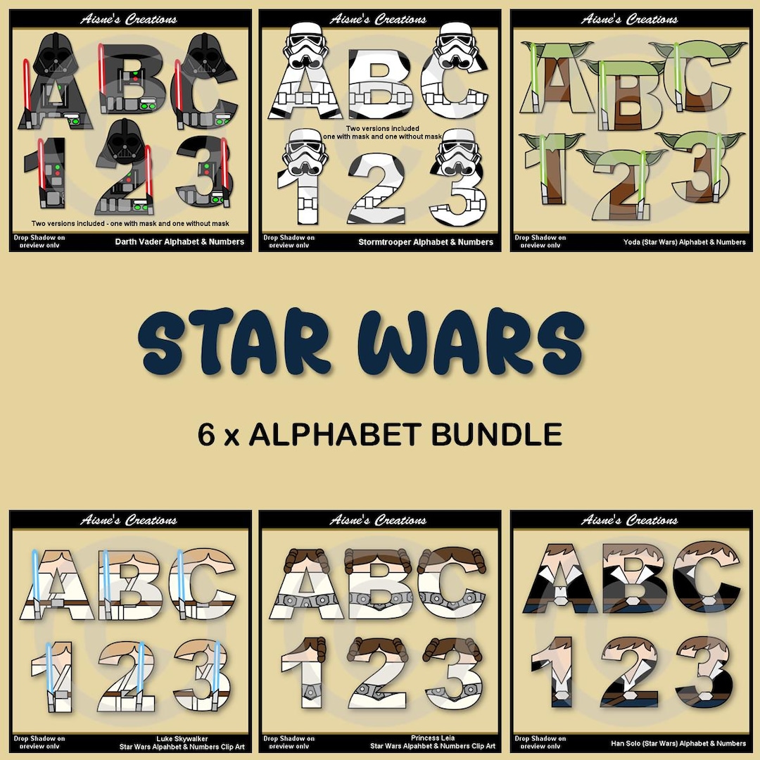 Star Wars Alphabet Letters & Numbers PNG Bundle - Etsy
