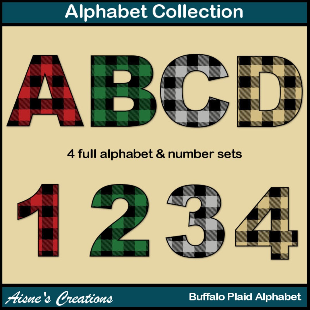 Buffalo Plaid Alphabet Letters & Numbers Clip Art Collection - Etsy