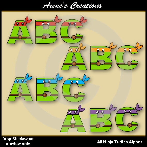 All (TMNT) Ninja Turtles Alphabet Letters & Numbers Clip Art Graphics ...
