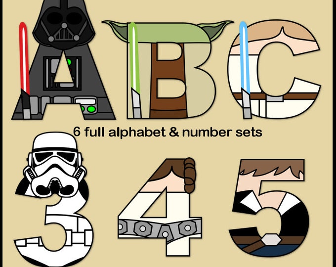 Star Wars Alphabet Letters & Numbers Clip Art Graphics - Etsy