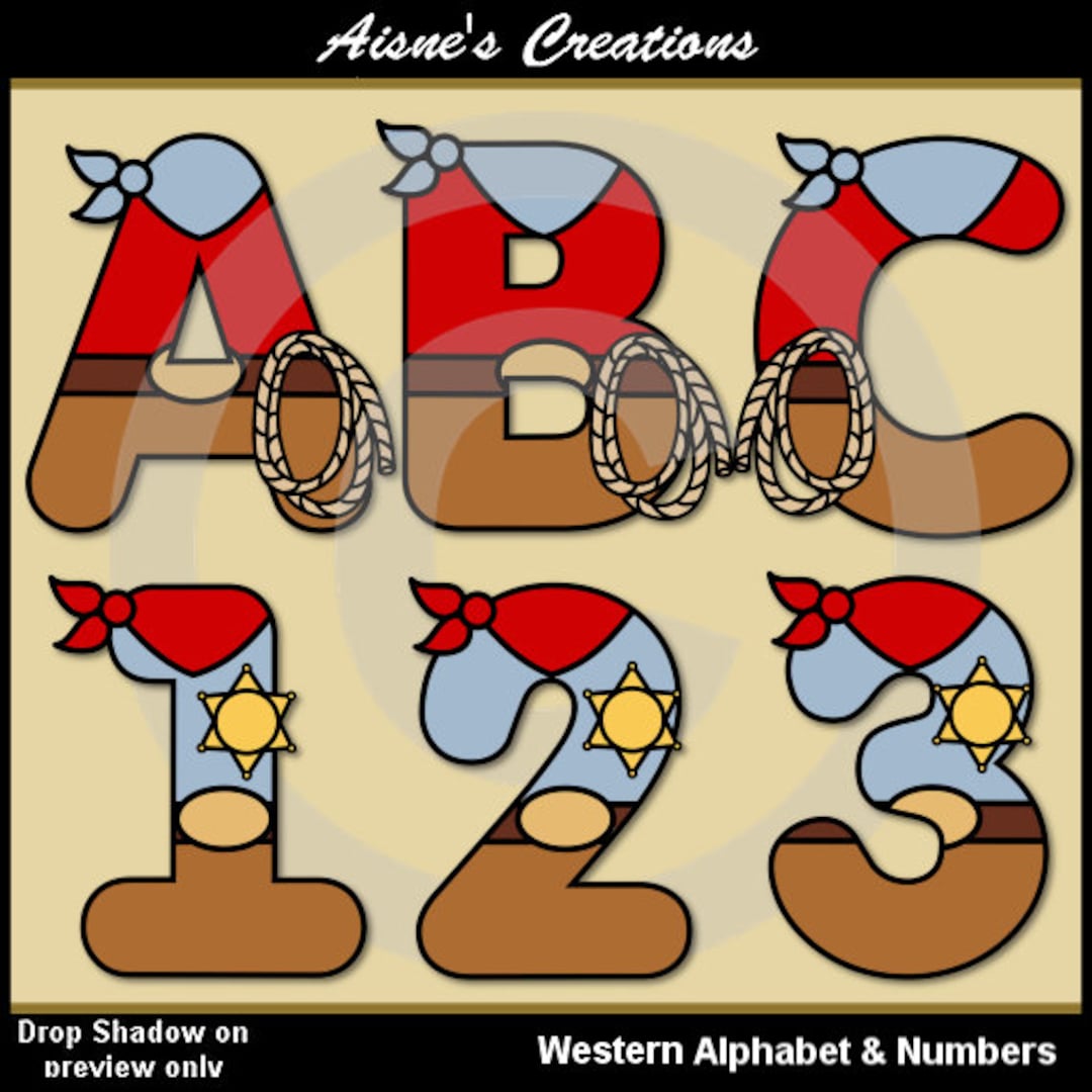 Western Alphabet Letters Clip Art Graphics - Etsy