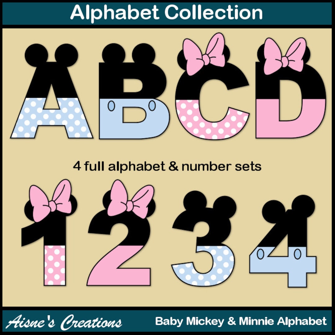 Baby Mickey & Minnie Alphabet Letters and Numbers Clip Art Collection ...