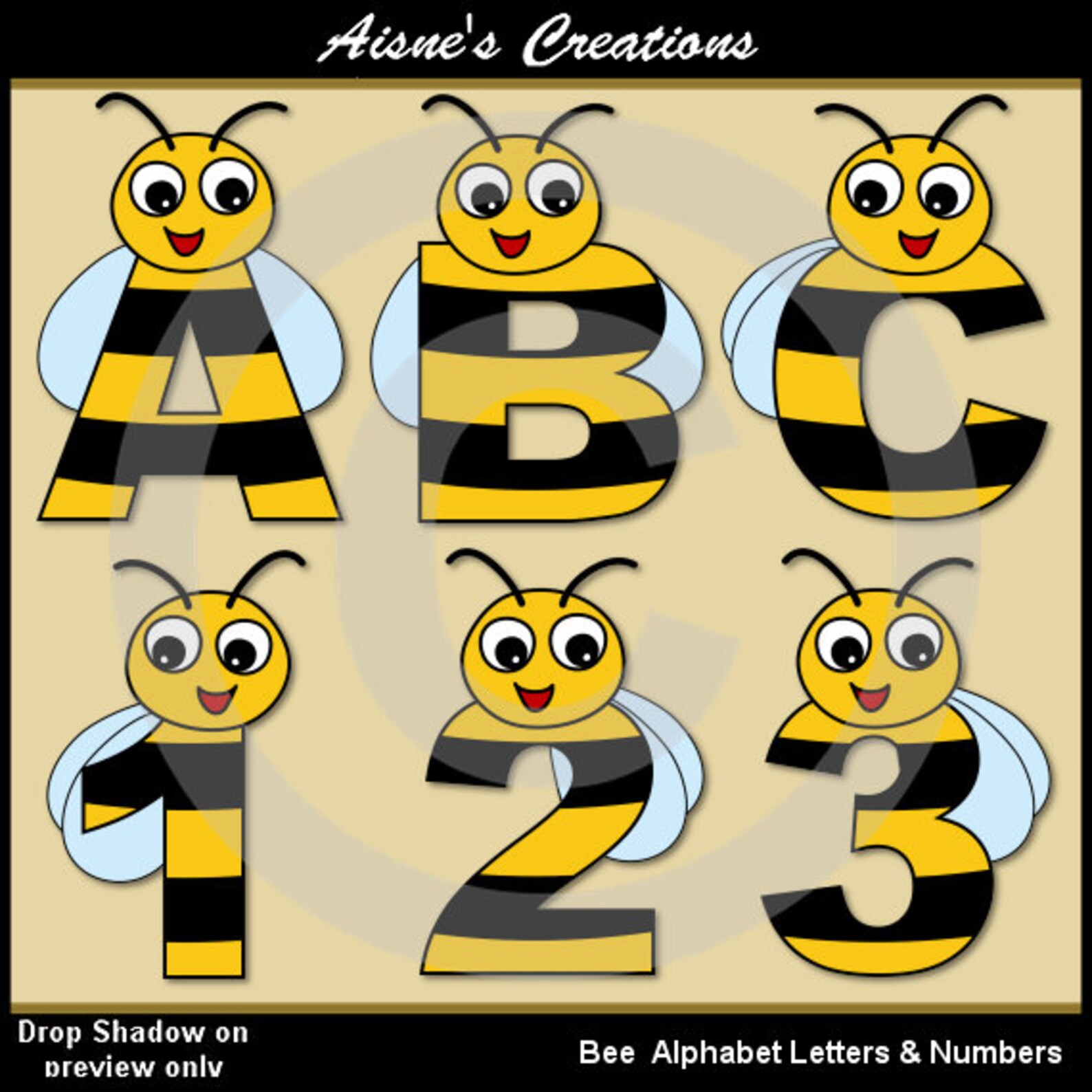 Bee Alphabet Letters & Numbers Clip Art Graphics - Etsy