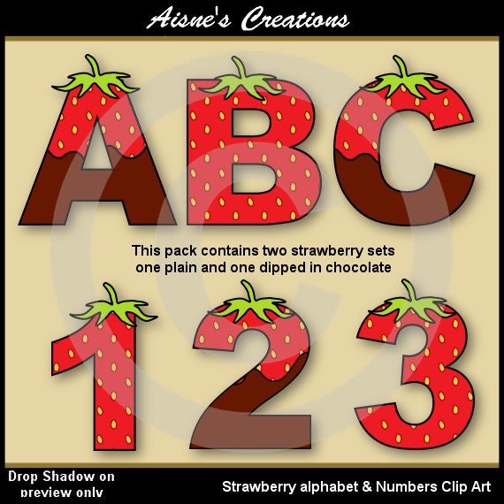 Strawberry Alphabet/Letters & Numbers Clip Art Graphics by Aisne's ...