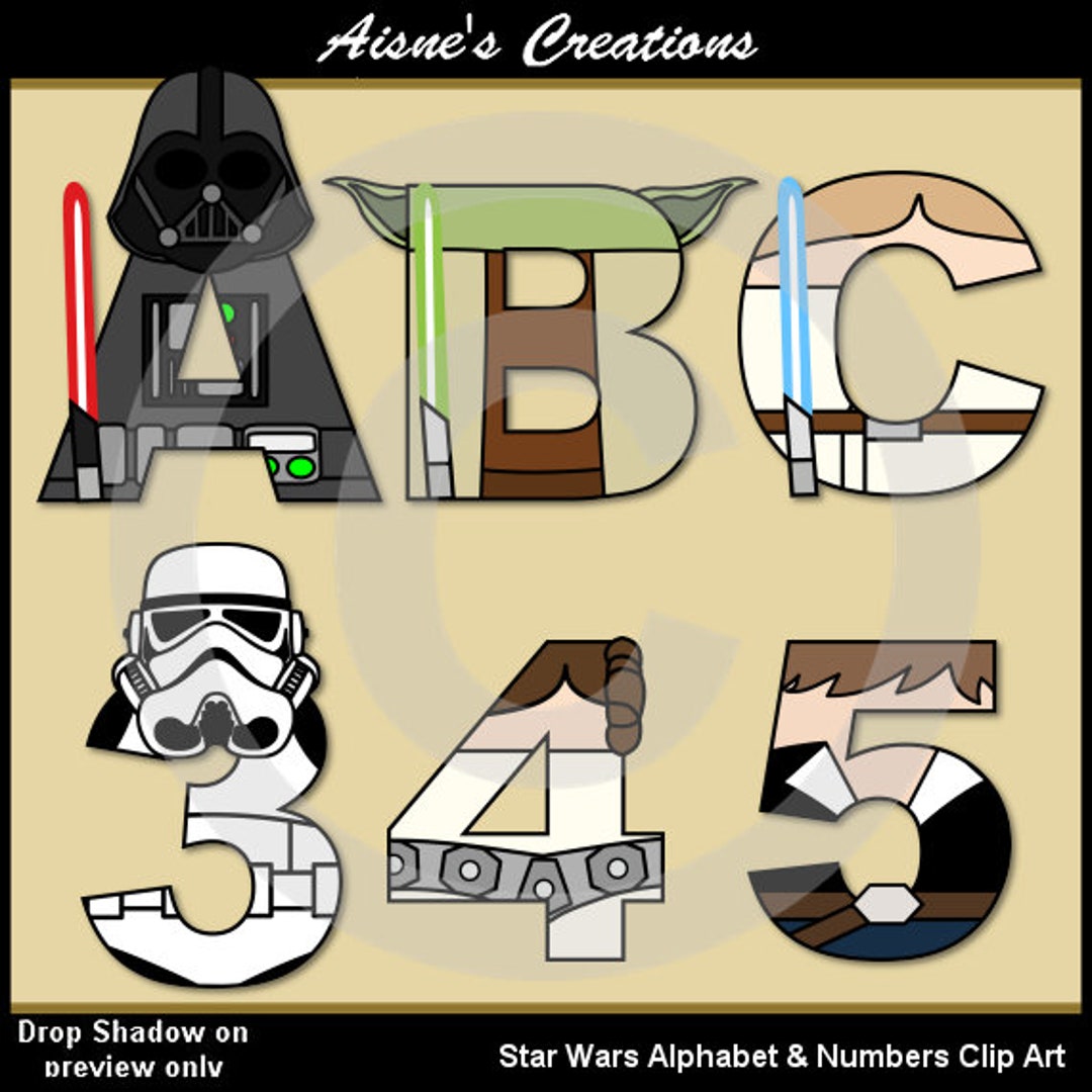Star Wars Alphabet Letters & Numbers Clip Art Graphics - Etsy