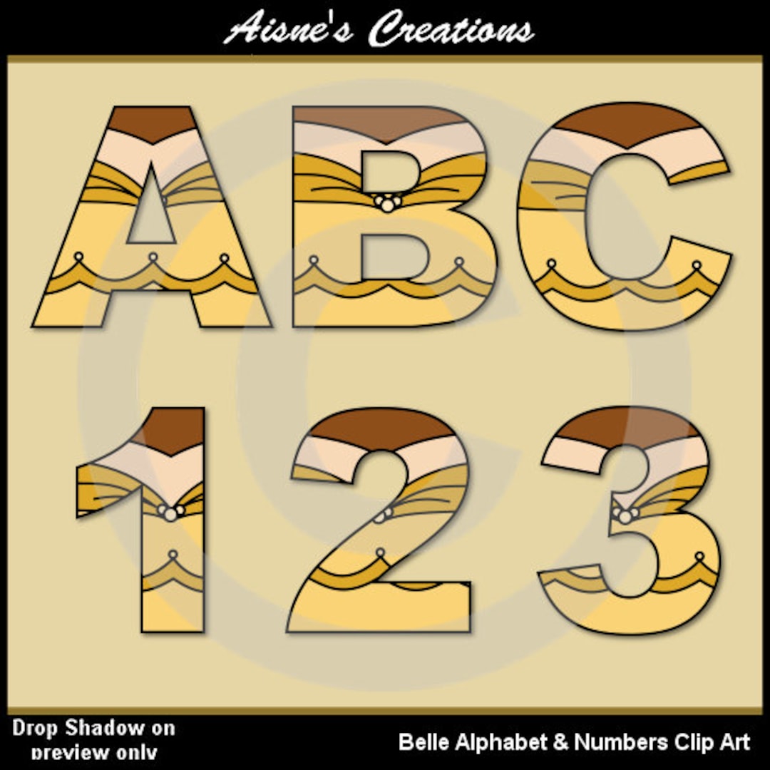Belle (beauty and the Beast) Alphabet Letters & Numbers Clip Art ...