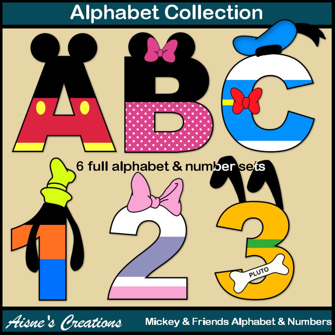 Mickey & Friends Alphabet Letters and Numbers Clip Art Pack - Etsy Mickey & Friends Alphabet Letters and Numbers Clip Art Pack - Etsy