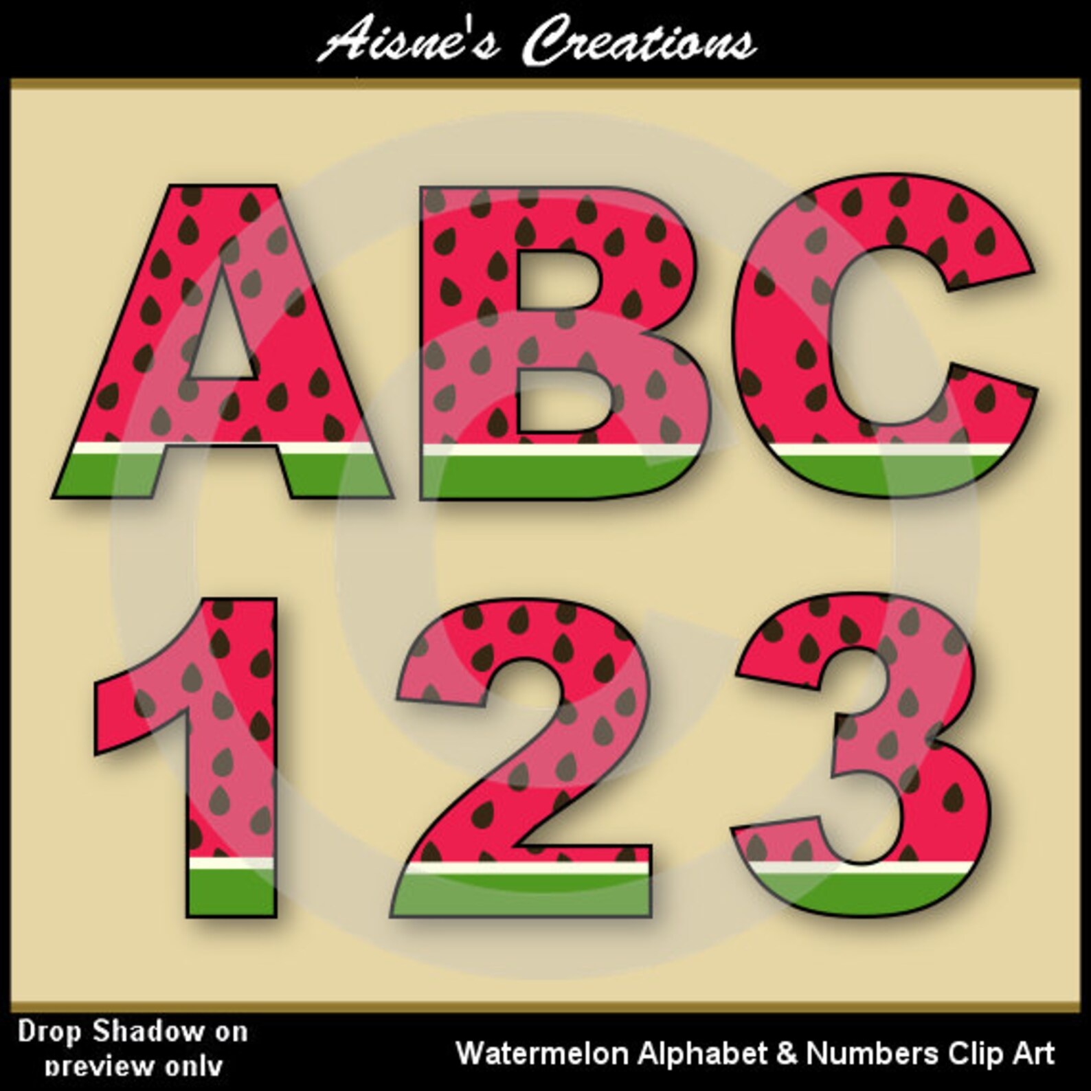 Watermelon Alphabet Letters & Numbers Clip Art Graphics - Etsy