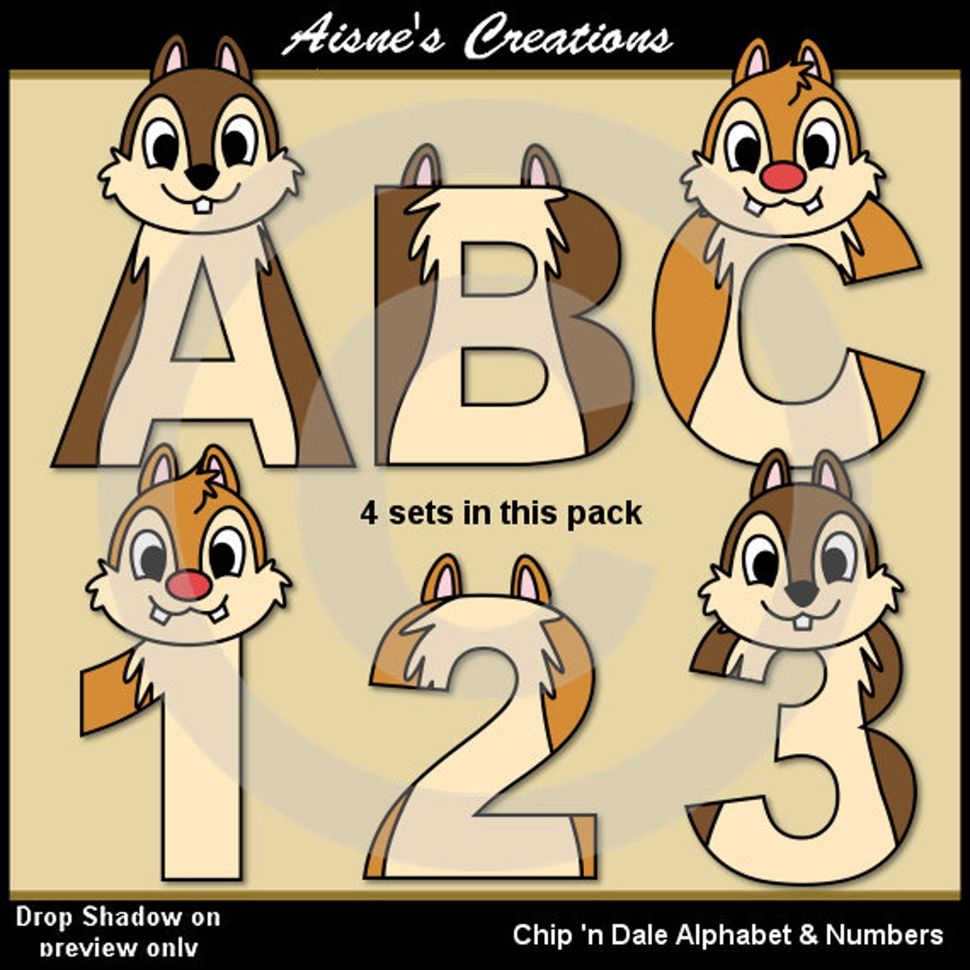 Chip 'n Dale Alphabet Letters & Numbers Clip Art - Etsy