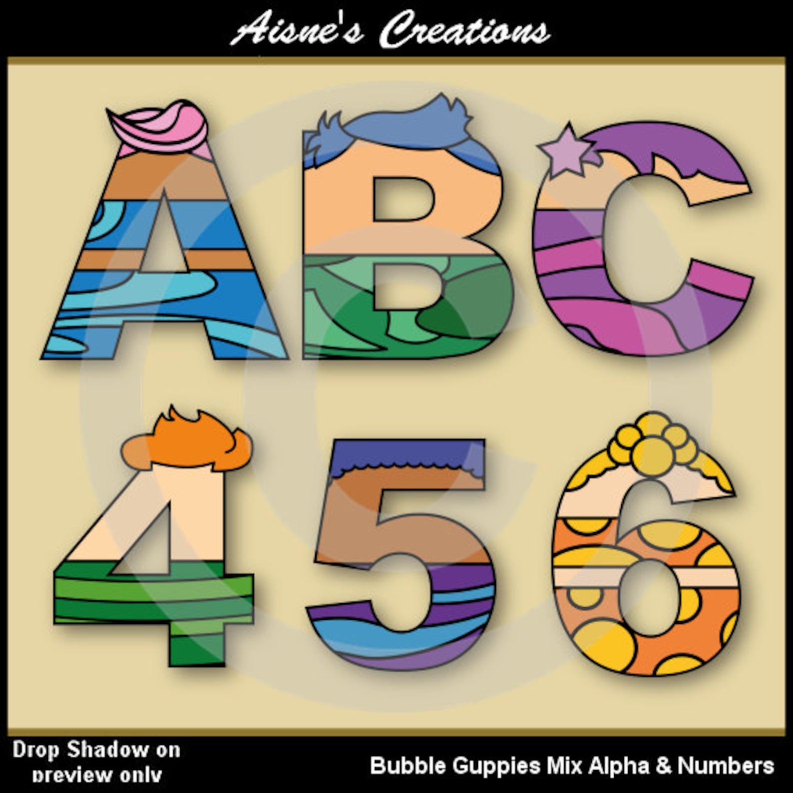 Bubble Guppies Alphabet Letters & Numbers Clip Art Graphics | Etsy