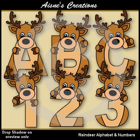 Reindeer Alphabet Letters & Numbers Clip Art Graphics by Aisne's ...