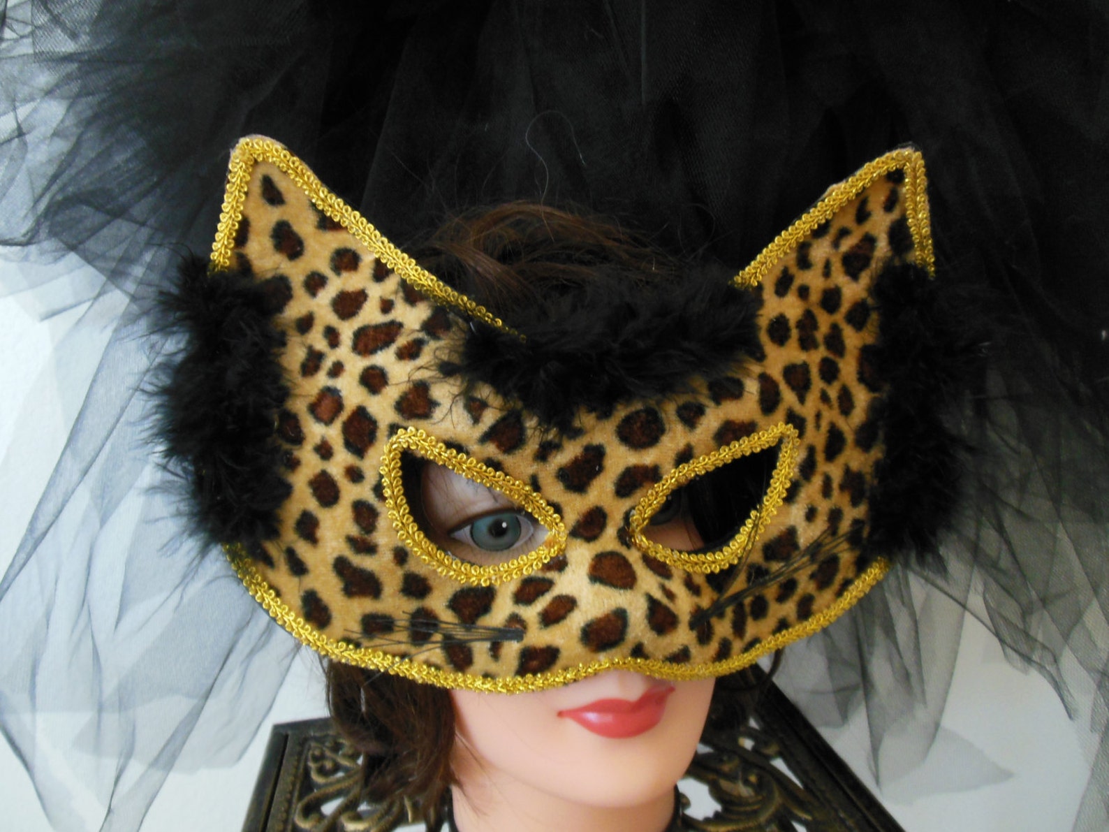 Leopard Cat Mask Costume Leopard Corset 38C Black Tulle Skirt - Etsy