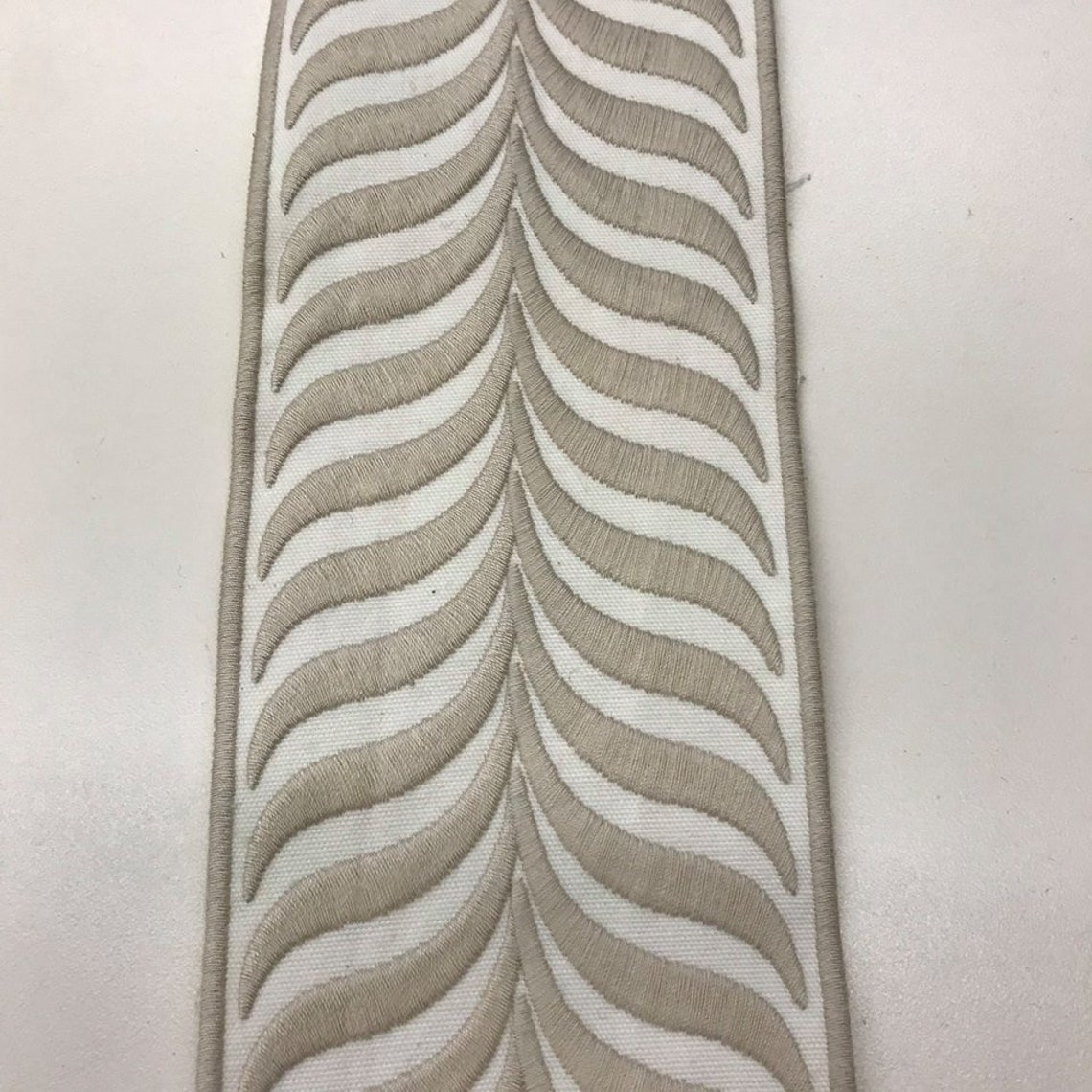 3 Yards Decorative Wide Drapery Trim Gray Ecru and Navy | Etsy