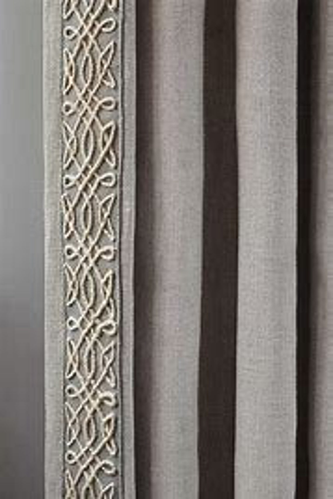 3 Yards Decorative Wide Drapery Trim Gray Ecru and Navy | Etsy