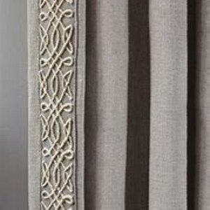 3 Yards Decorative Wide Drapery Trim, Gray, Ecru and Navy Blue, Trim ...