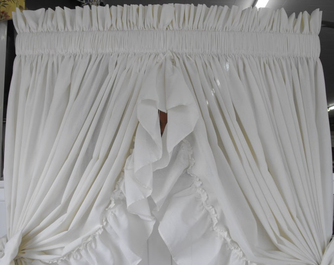 9 Colors Ruffled Country Curtains 200 X 84 Long, 1 Pair With Bow ...