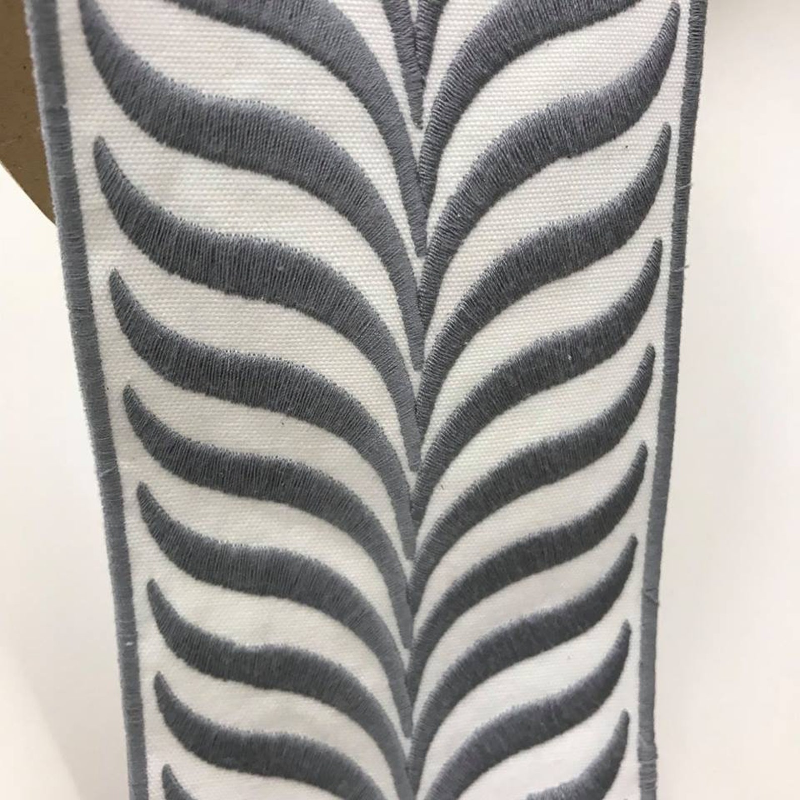 3 Yards Decorative Wide Drapery Trim Gray Ecru and Navy | Etsy