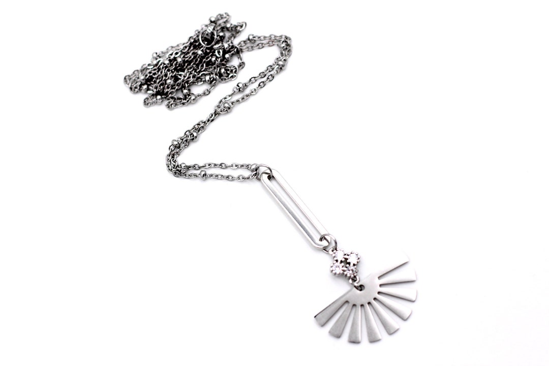 Silver Half Sun Necklace Half Sun Necklace Half Sun Charm Silver ...