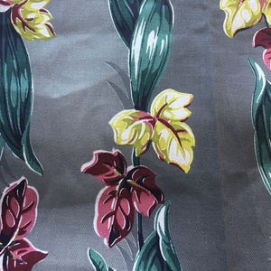 Vintage Mid-century Ivy Leaf Print Decorator Fabric // 35x36" (4 Pcs ...