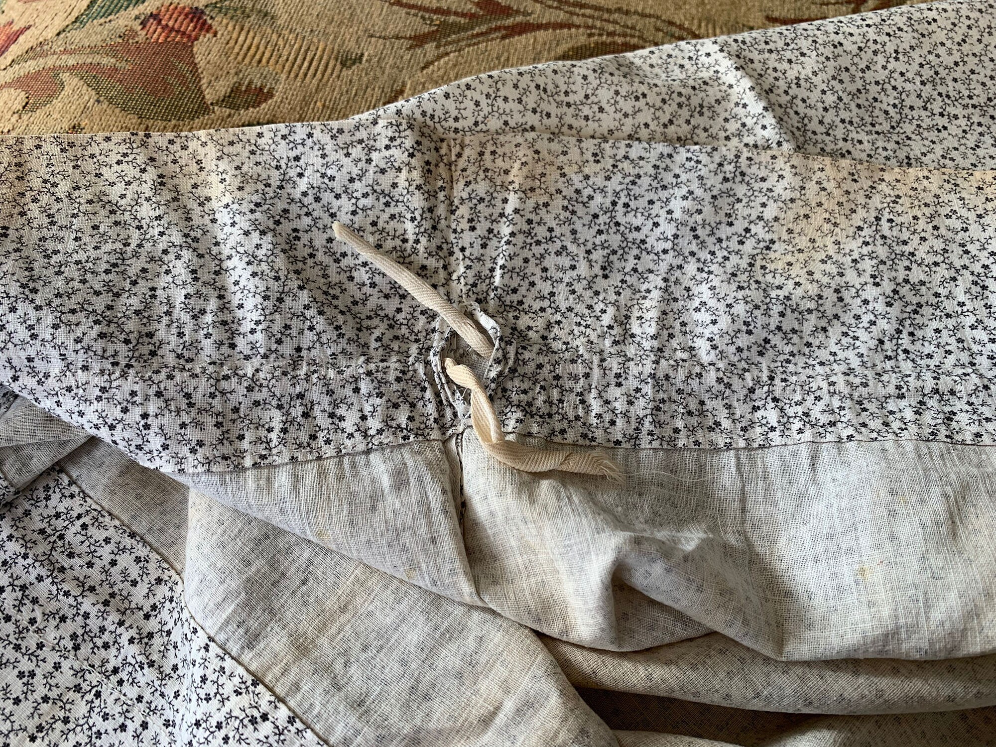 Antique Vintage 1800s Cotton Fabric Drawstring Bag // | Etsy