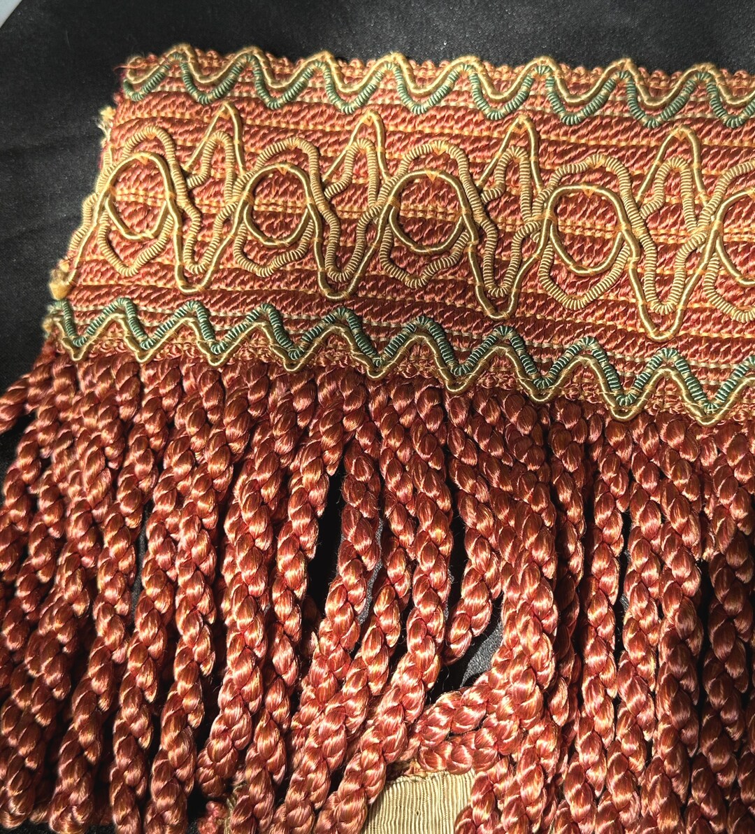 Antique Heavy Jacquard & Bullion Fringe Valance // 44x9" > Late ...