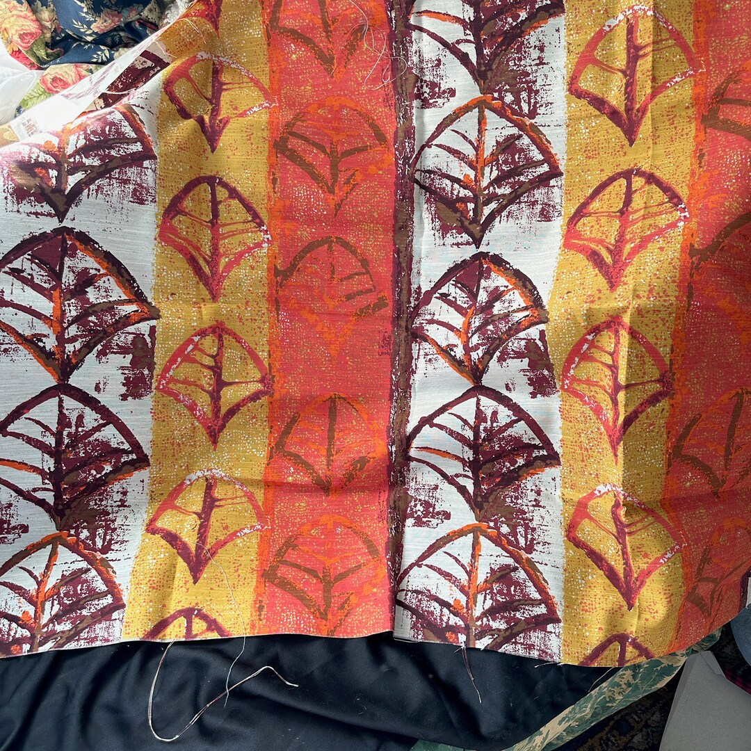 Vintage Mid-century Tiki Pattern Fabric // 40x48" > Unused Deadstock ...