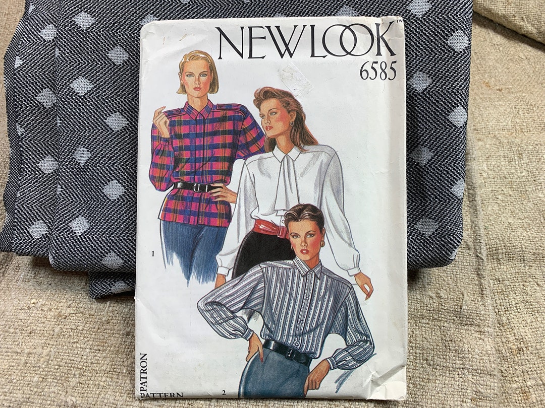 Vintage 1980s Blouse Shirt Pattern in Six Sizes // New Look 6585 Sizes ...