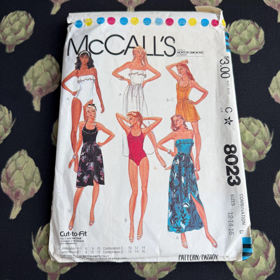 1980s Misses' Bathing Suit & Skirt Pattern // Mccall's 8023 > Sz 12-14 ...