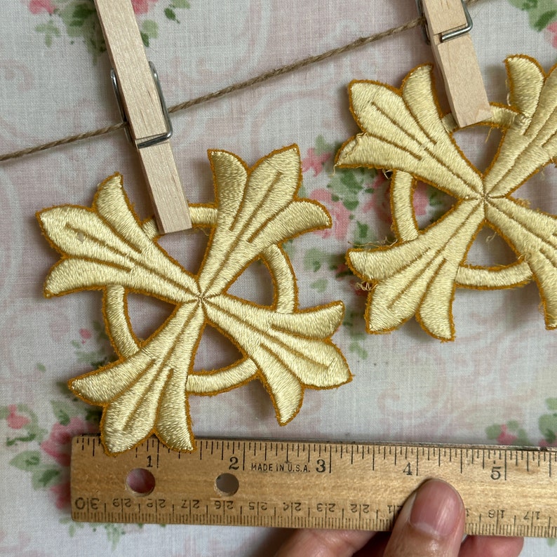 Vintage Gold Embroidered Religious Cross Appliqué // 4.25" > Religious ...